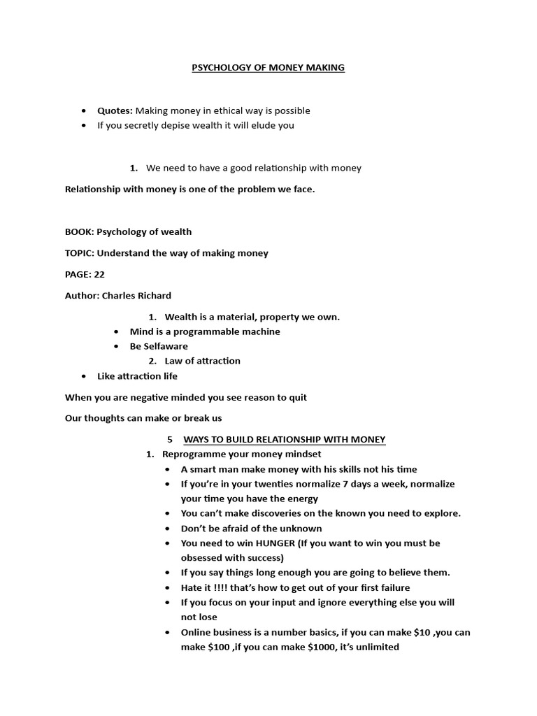 Mastering Your Money Mindset | PDF