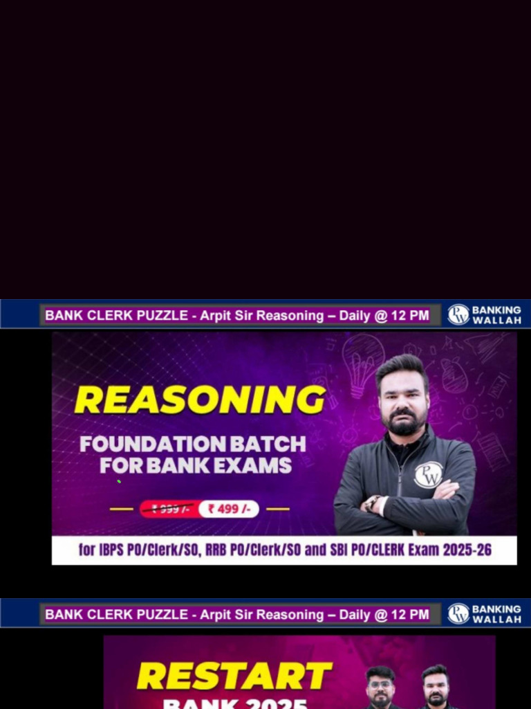 25 Puzzle - Sbi Clerk Reasoning Part 3 Arpit Sir Reasoning | PDF