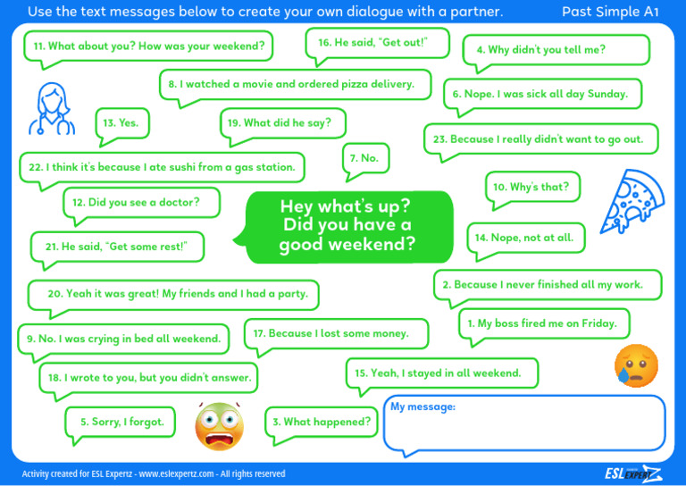Sms Game Past Simple Dialogue Activity | PDF