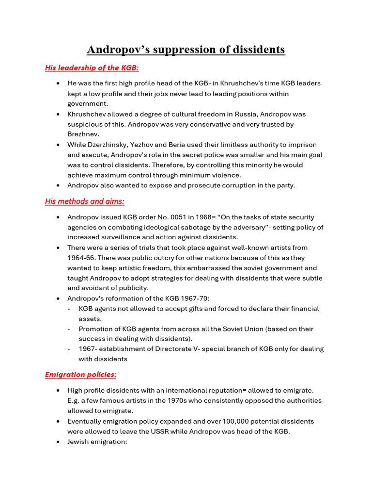 Andropov's KGB Tactics Against Dissidents | PDF | Soviet Union | World ...
