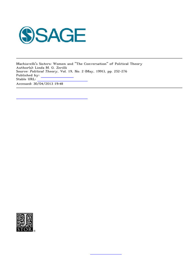 Linda Zerilli - Pre-Reading 1 | PDF | Jacques Lacan | Feminism