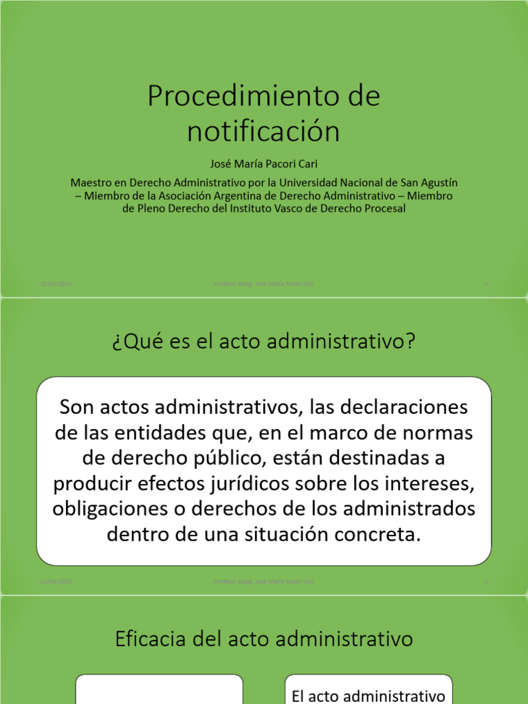 Procedimiento de Notificación - Diapositivas - Autor José María Pacori Cari | PDF | Justicia ...