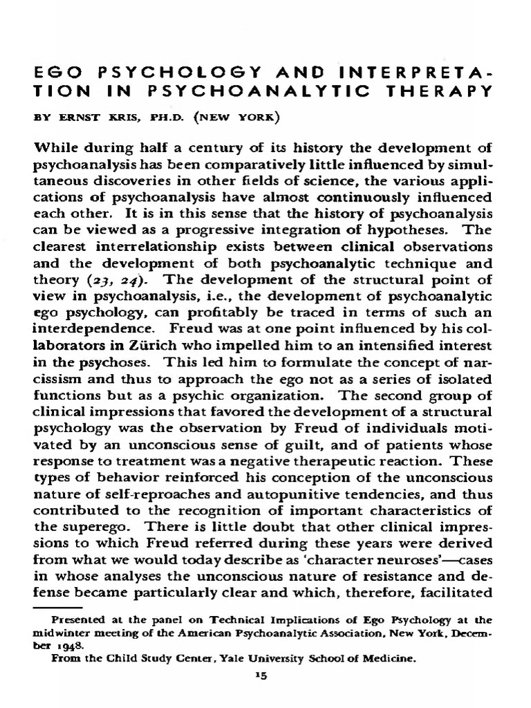 Ernst Kris | PDF | Psychoanalysis | Sigmund Freud