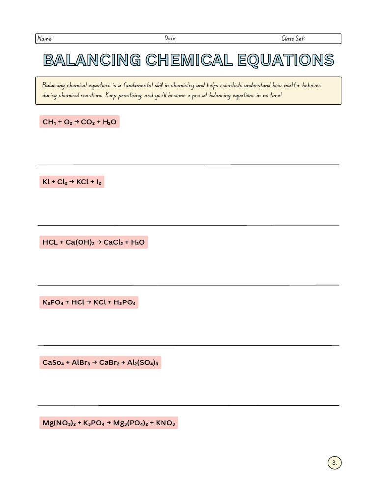 Balancing Chemical Equations | PDF