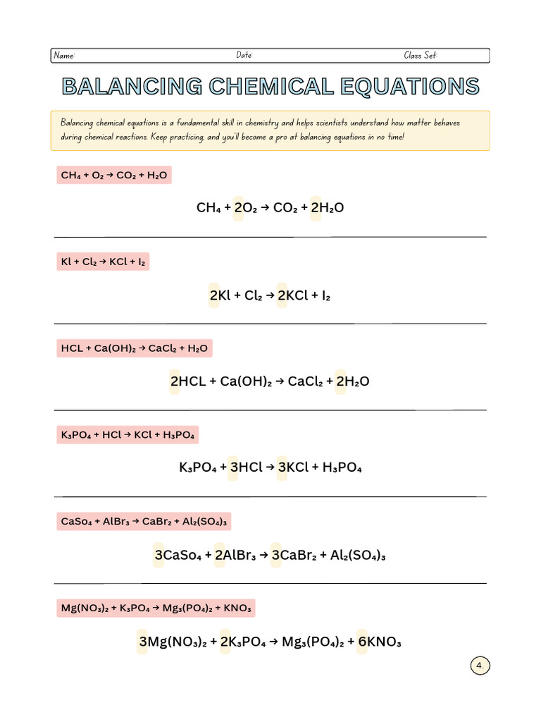 Balancing Chemical Equations | PDF