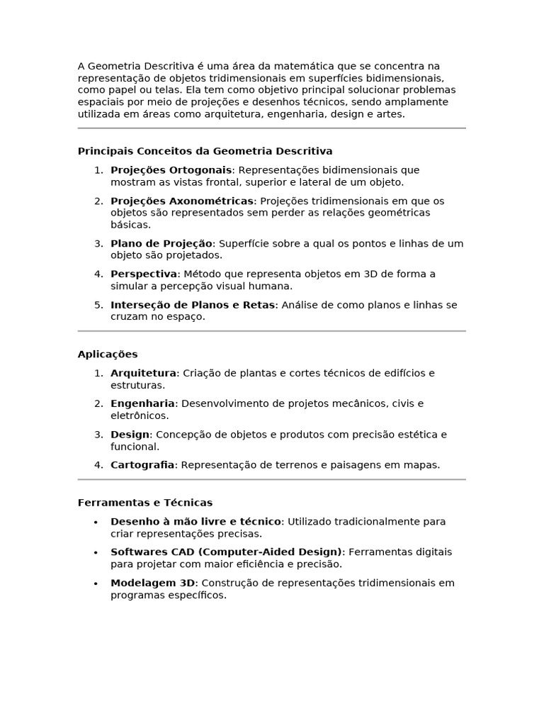 A Geometria Descritiva É Uma Área Da Matemática Que Se Concentra Na ...