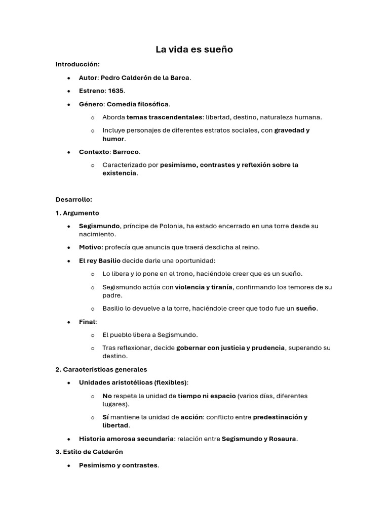La vida es sueño: Análisis y Temas | PDF