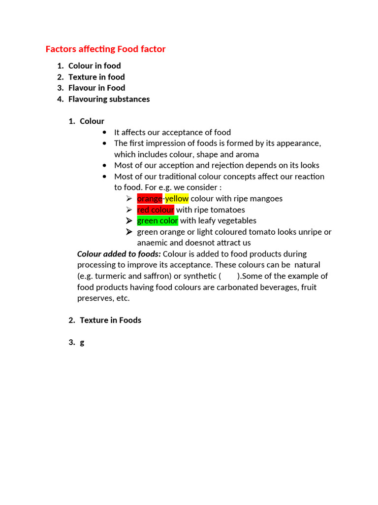 Factors Affecting Food Factor | PDF