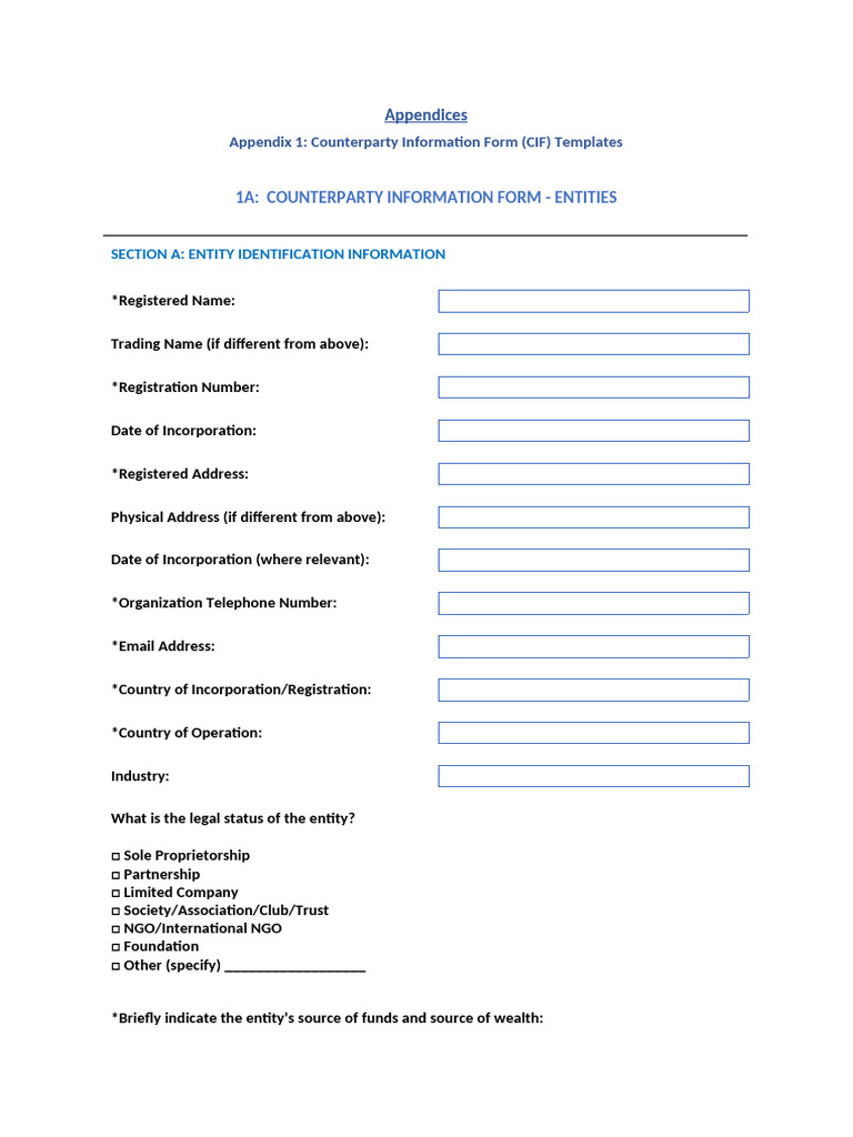 Counterparty Information Forms | PDF