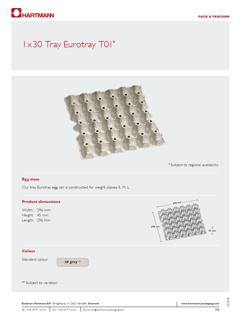 Datasheet Tray 1x30 Eurotray t01 | PDF