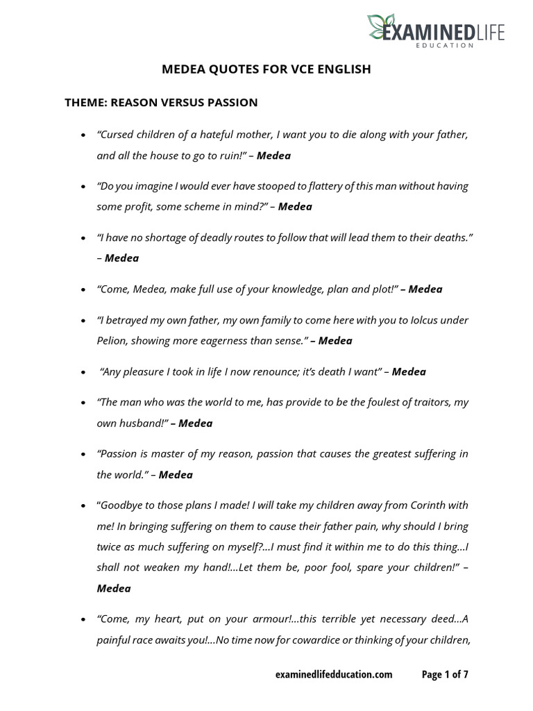 English Medea Quotes | PDF | Jason