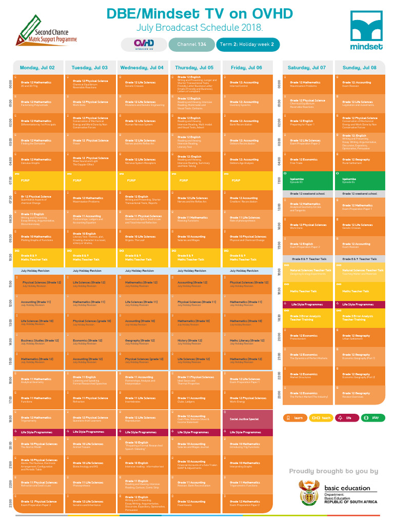 Tw0bqJma0I - Mindset TV Schedule July 2018 | PDF | Mathematics | Teachers