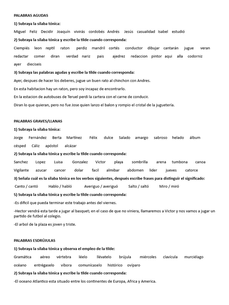 Ortografía. Acentuación de Palabras | PDF | Lingüística