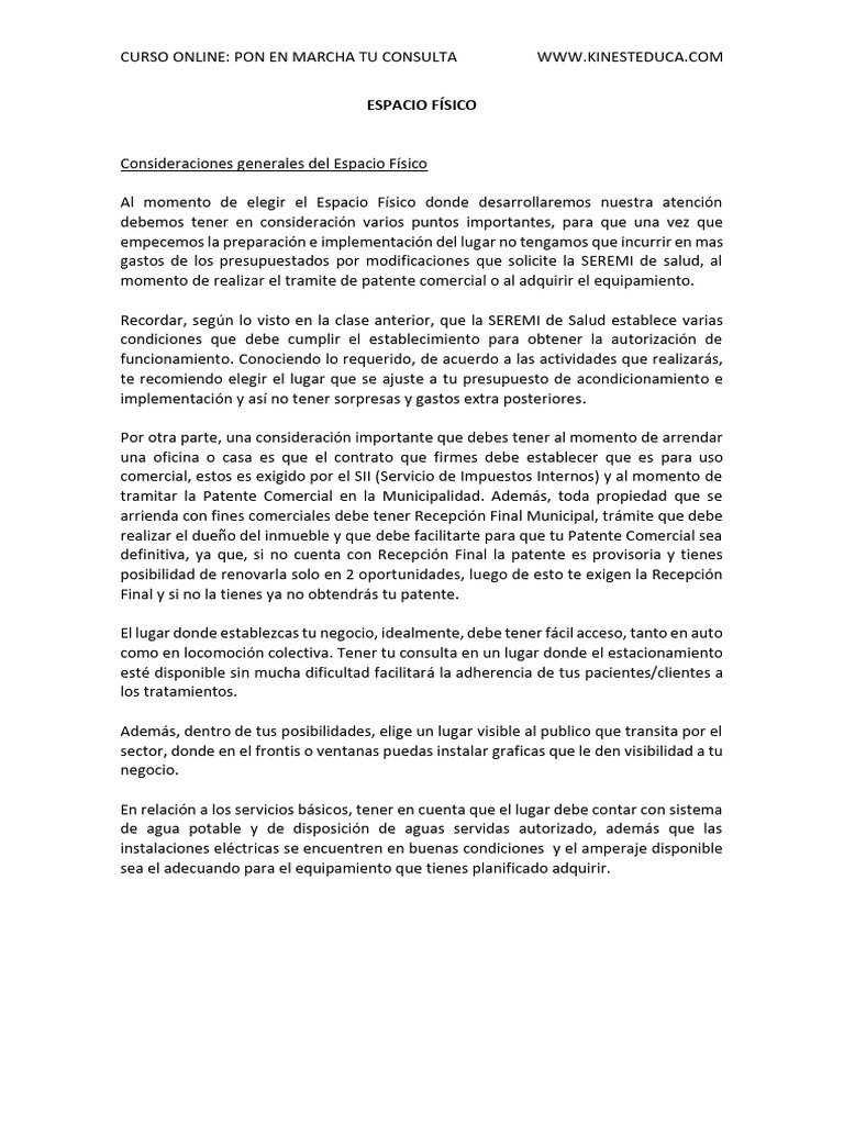 4 Consideraciones Generales Del Espacio Fisico | PDF