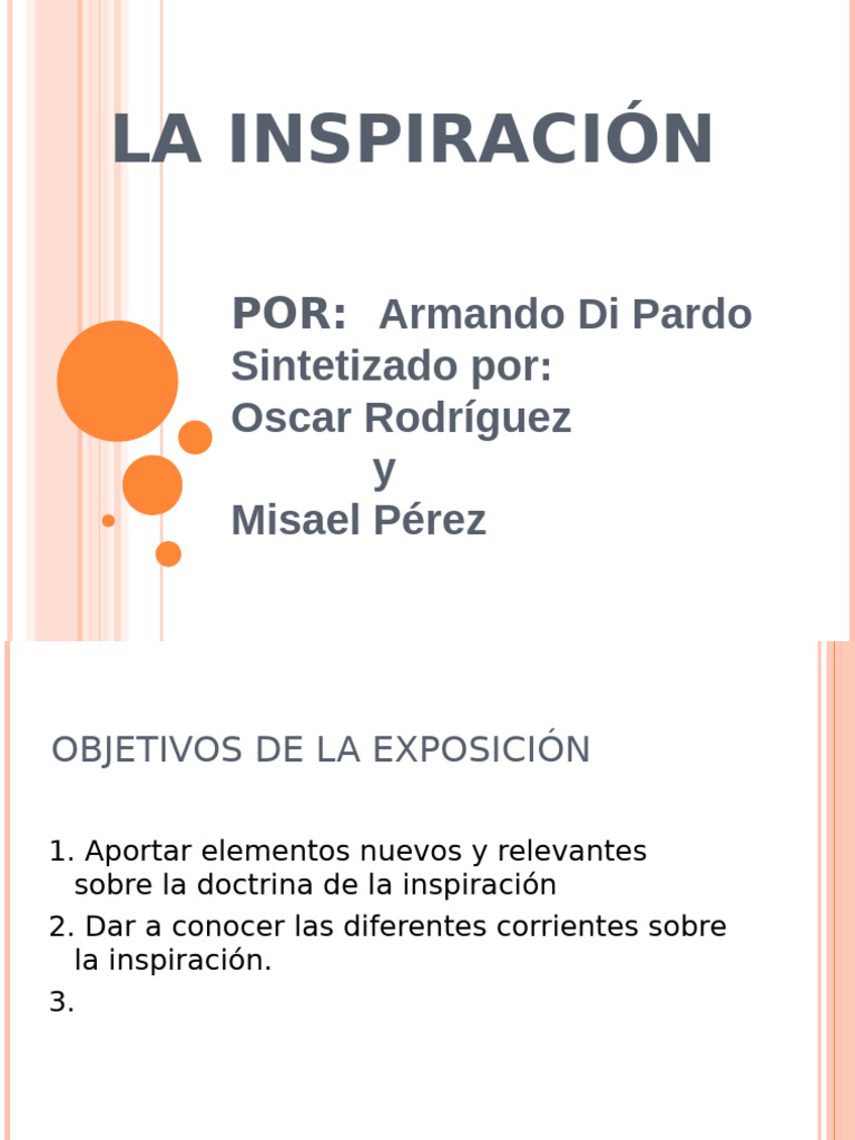 Exposición de Inspiración | PDF | Carisma | Dios