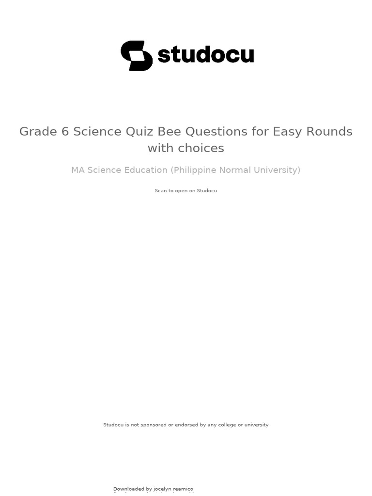 Grade 6 Science Quiz Bee Questions | PDF | Water | Rock (Geology)