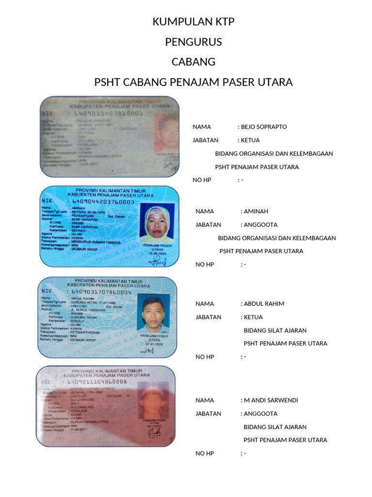 Kumpulan Foto KTP Pengurus KTP | PDF