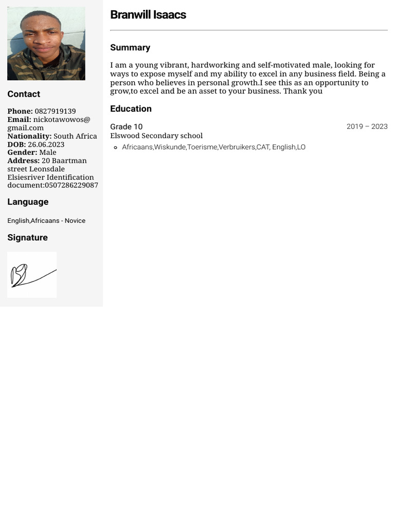 Branwill_Resume-662 | PDF