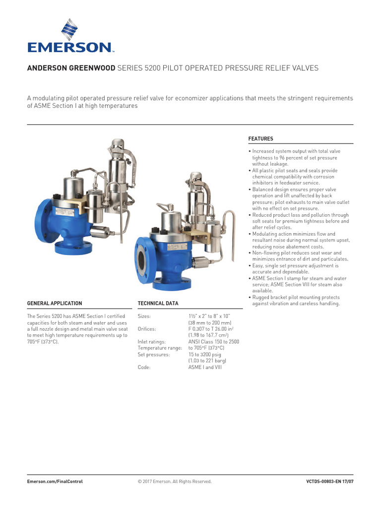 Anderson Greenwood Series 5200 Valves | PDF | Valve | Piston
