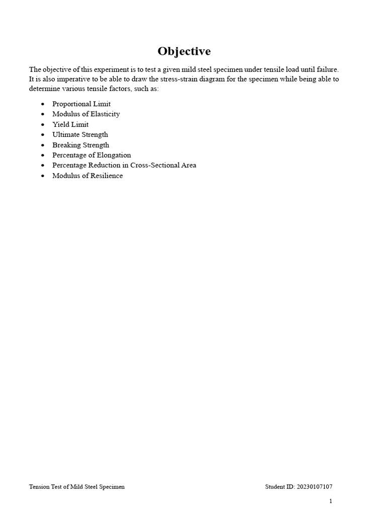 Mild Steel Tensile Test Report | PDF | Deformation (Engineering ...