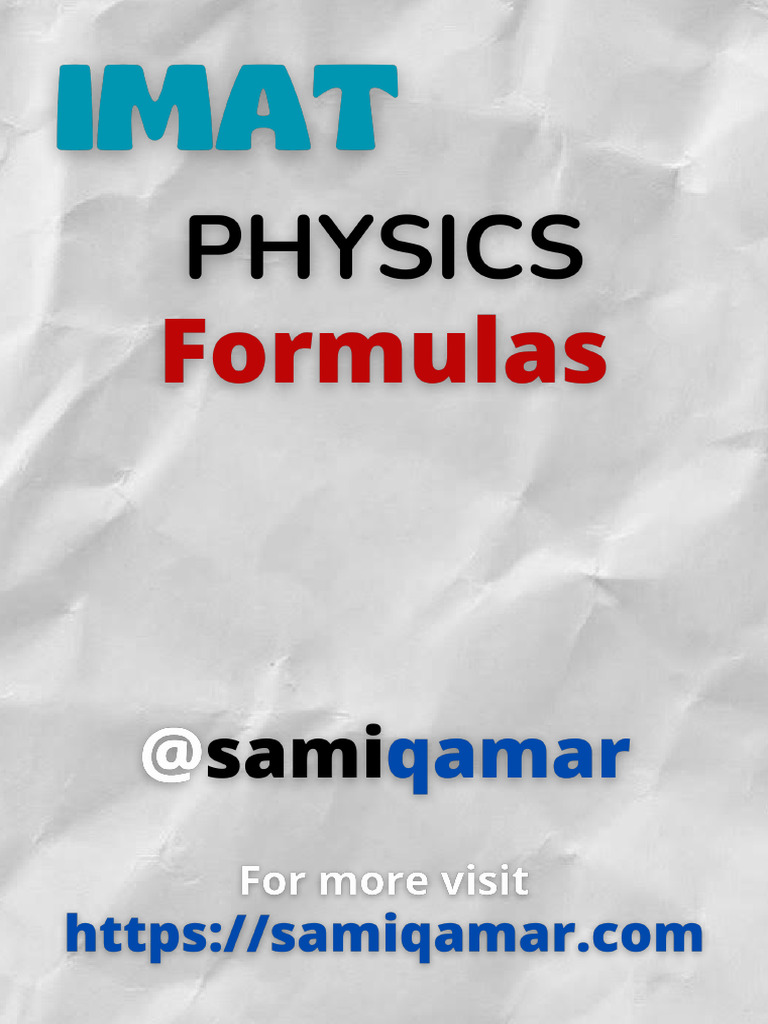 IMAT Physics Formulas | PDF