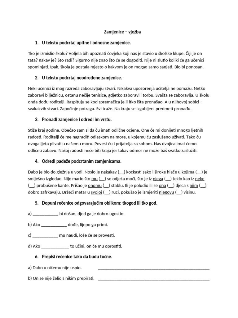 Zamjenice | PDF