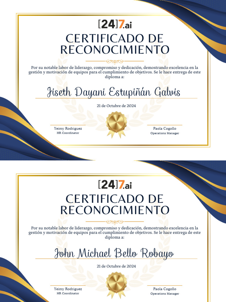 Certificados de Reconocimiento 2024 | PDF