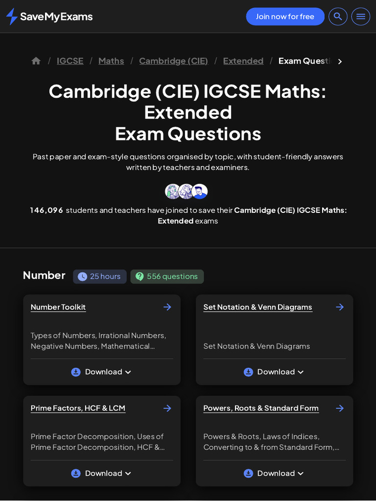 Cambridge Cie Igcse Maths Extended Exam Questions And Answers By Topic 2023 [pdf] 1 Pdf