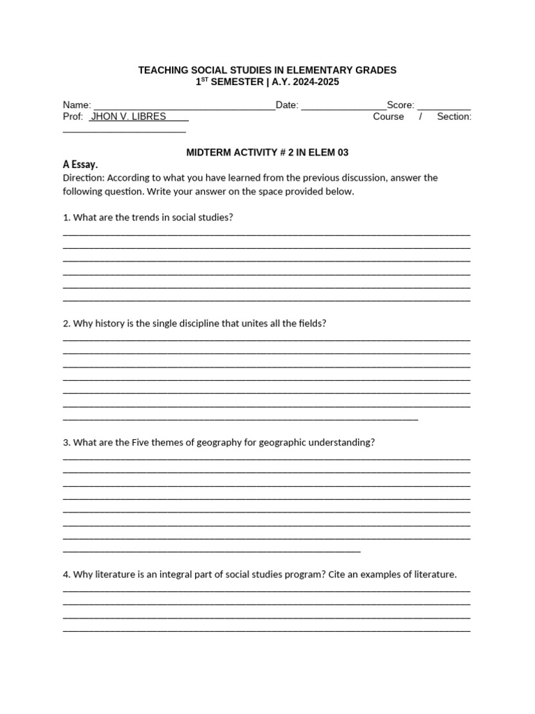 Trends in Elementary Social Studies | PDF | Liberal Arts Education ...