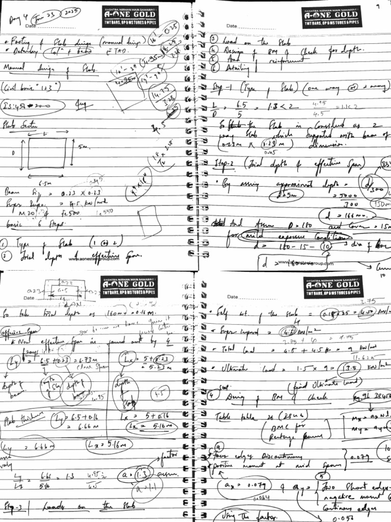 2way Slab Hand Written Notes | PDF