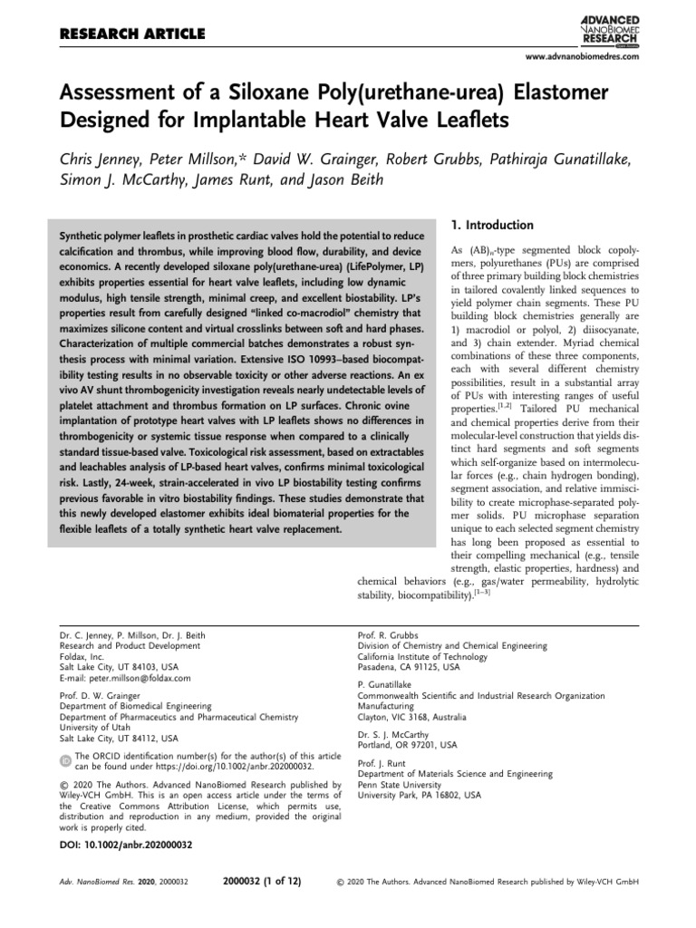 651b63d73cc5a82e625eb2f3 Foldax Heart Valve Biopolymer Paper | PDF ...