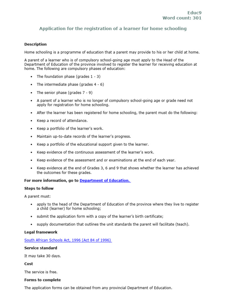 qp9gSyUGDE - Application For Home Schooling Learner | PDF