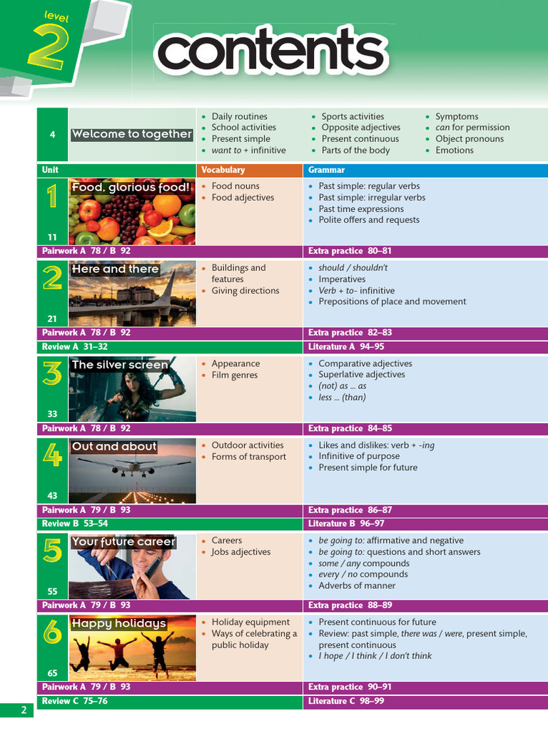 Together Level 2 | PDF | Adjective | Verb