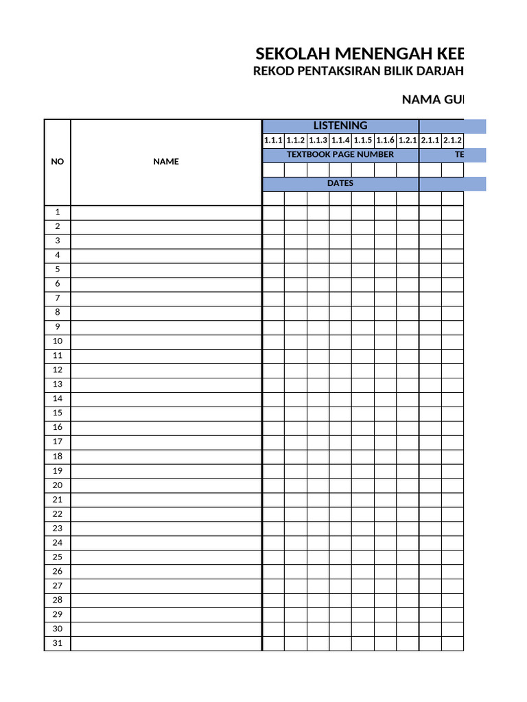 Rekod Transit PBD Dan Eviden (Remove Class, Form 1 To 5) | PDF | Procedural Knowledge | Analysis