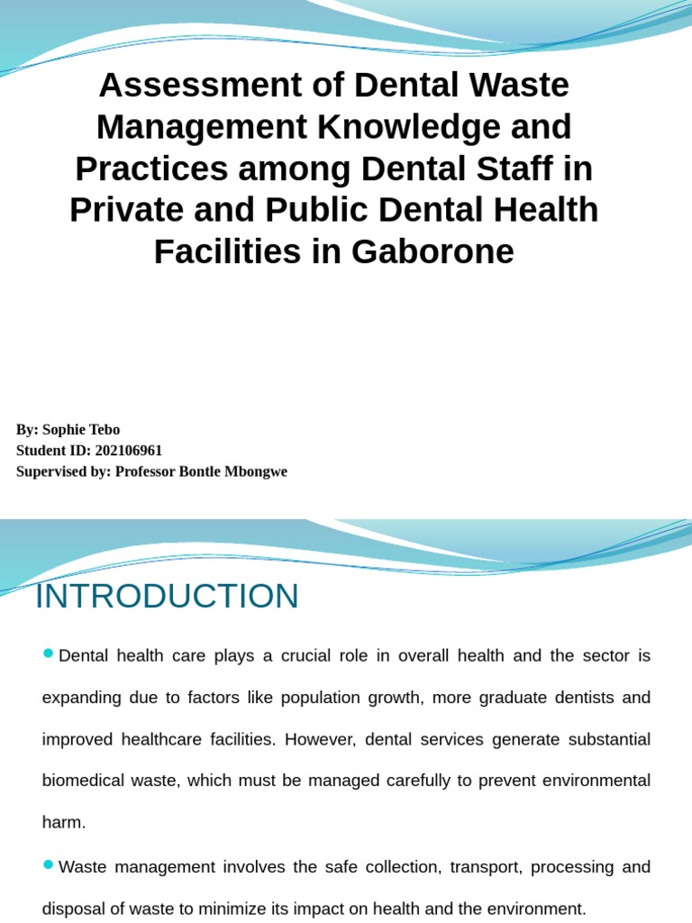 Assessment of Dental Waste Management Knowledge and Practices | PDF ...