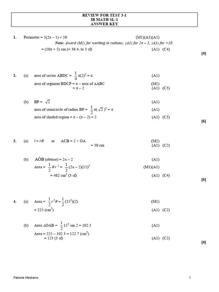 Sectors Practice Solutions | PDF | Area | Elementary Mathematics