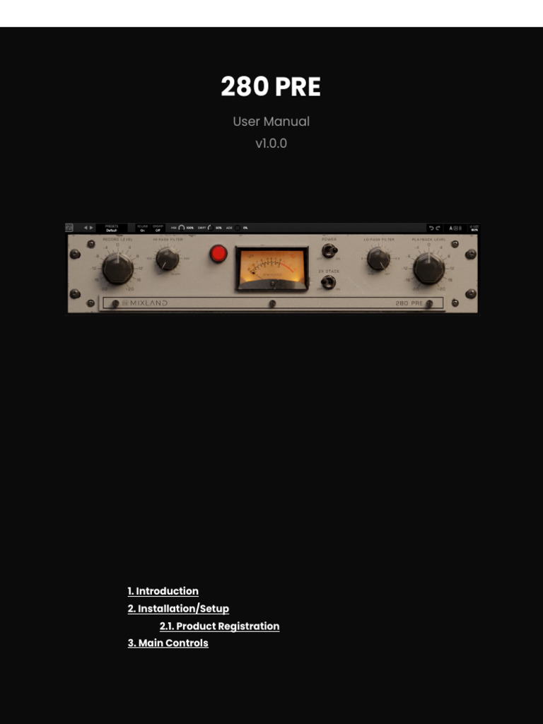 280 PRE - Product Manual v1.0.0 | PDF | Filter (Signal Processing) | 64 ...