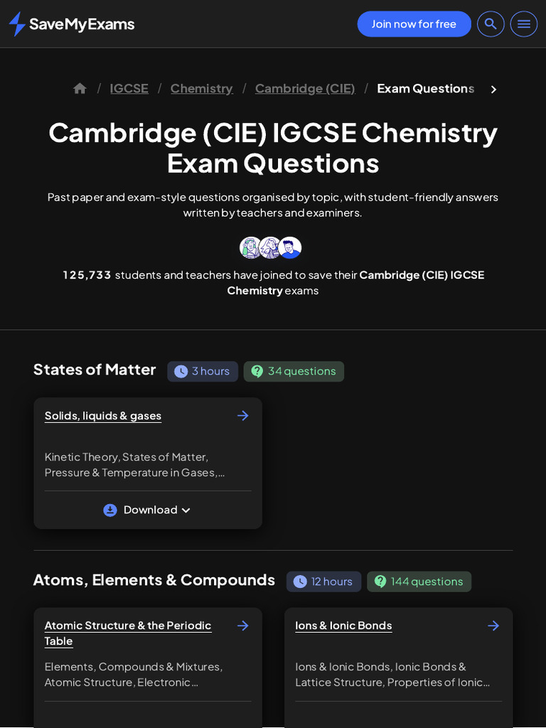 Cambridge (CIE) IGCSE Chemistry Exam Questions & Answers 2021 (PDF) | PDF | Chemical Reactions ...