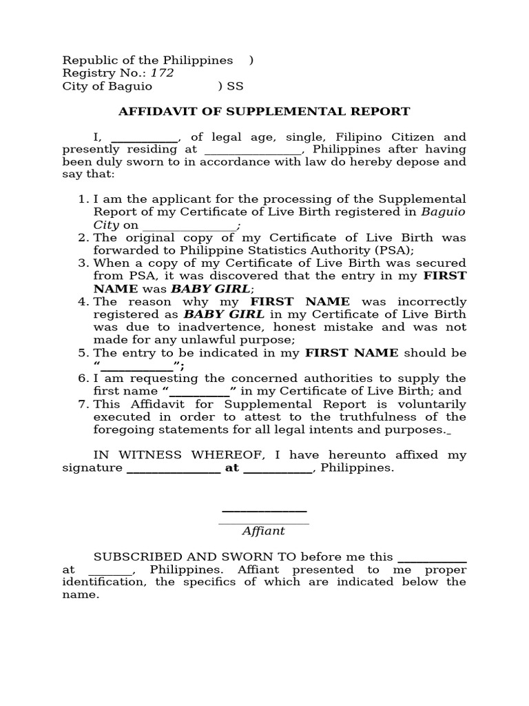 Affidavit of Supplemental Report | PDF