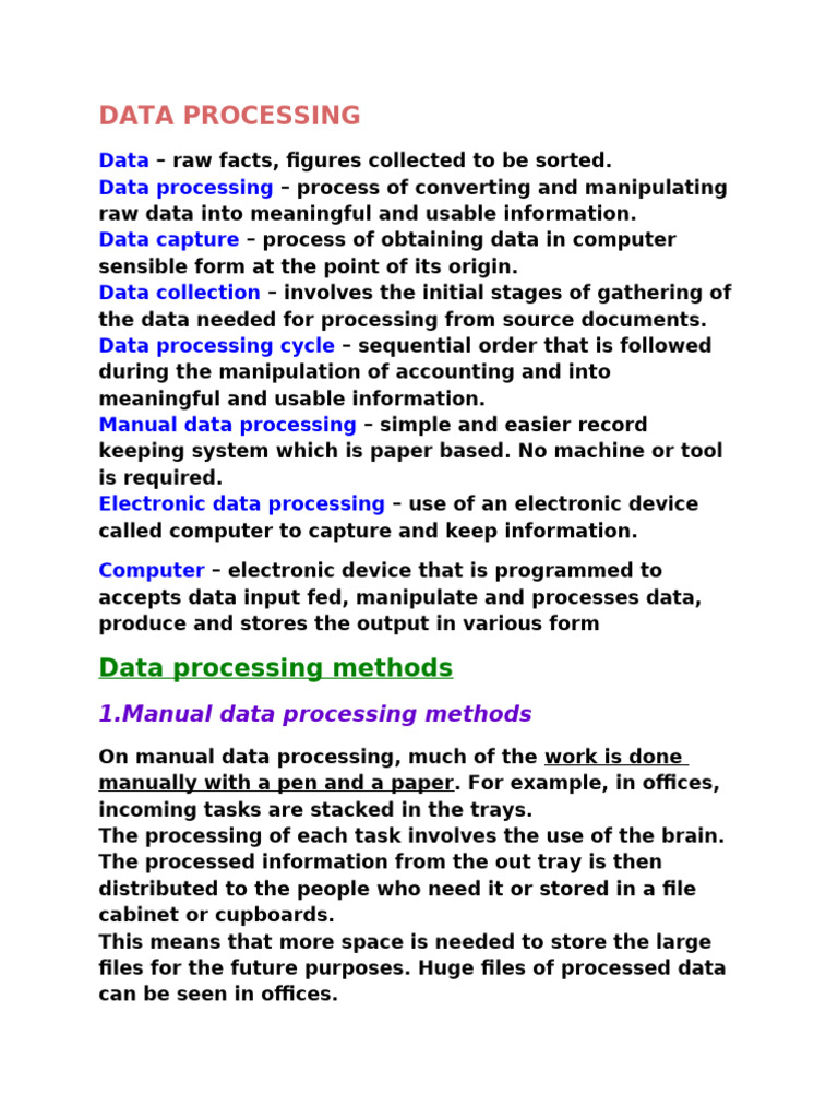 Principles of Accounts DATA PROCESSING | PDF | Input/Output | Data ...