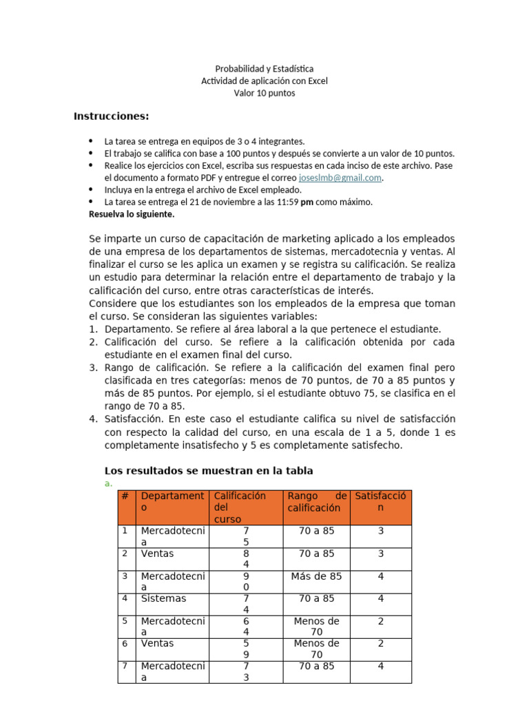 Tarea Con Excel | PDF
