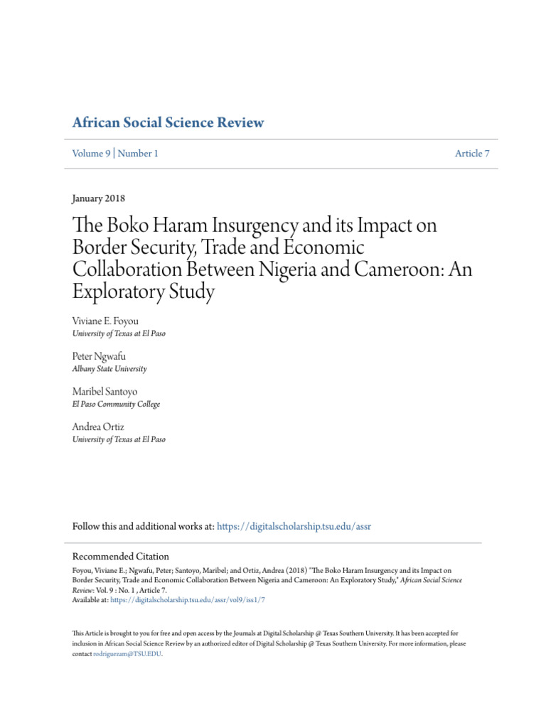 The Boko Haram Insurgency and Its Impact On Border Security Trad | PDF | Boko Haram | World Politics