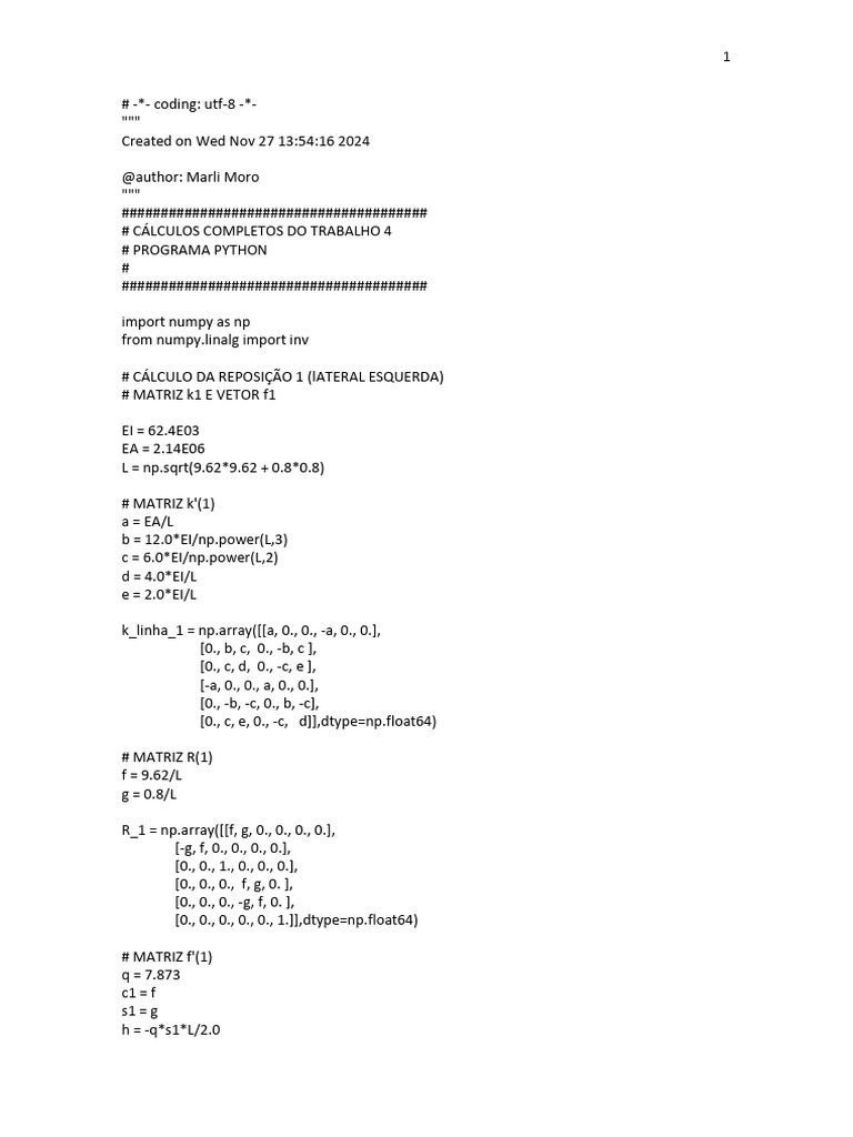 000 - Corrigido Final Programas Python Trabalho 4 | PDF | Matriz ...