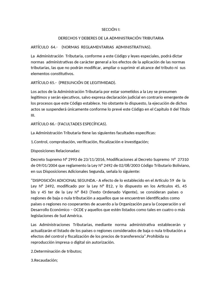 Ley 2492 Articulo 64-82 | PDF | Regulación | Contabilidad
