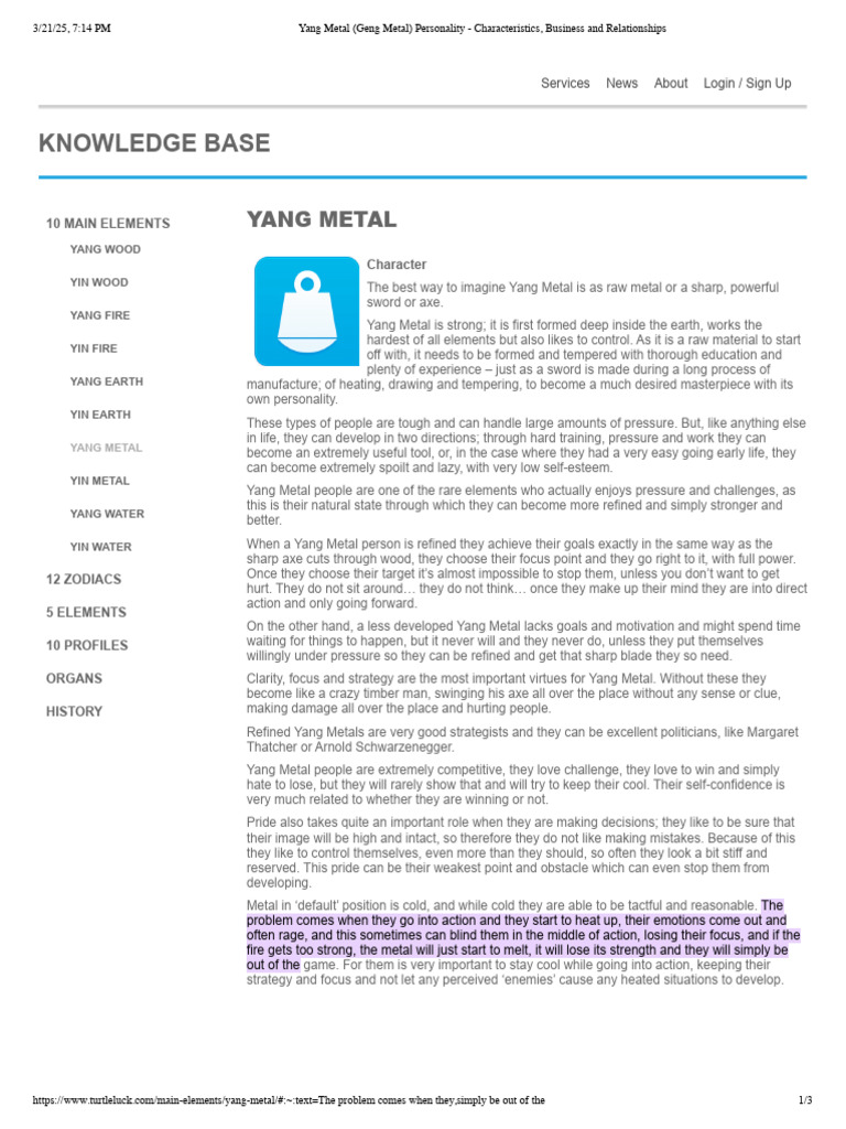 Yang Metal (Geng Metal) Personality - Characteristics, Business and ...