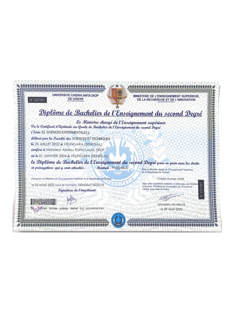 Diplâme de Bachelier de l'Enseignement du secand Degré | PDF