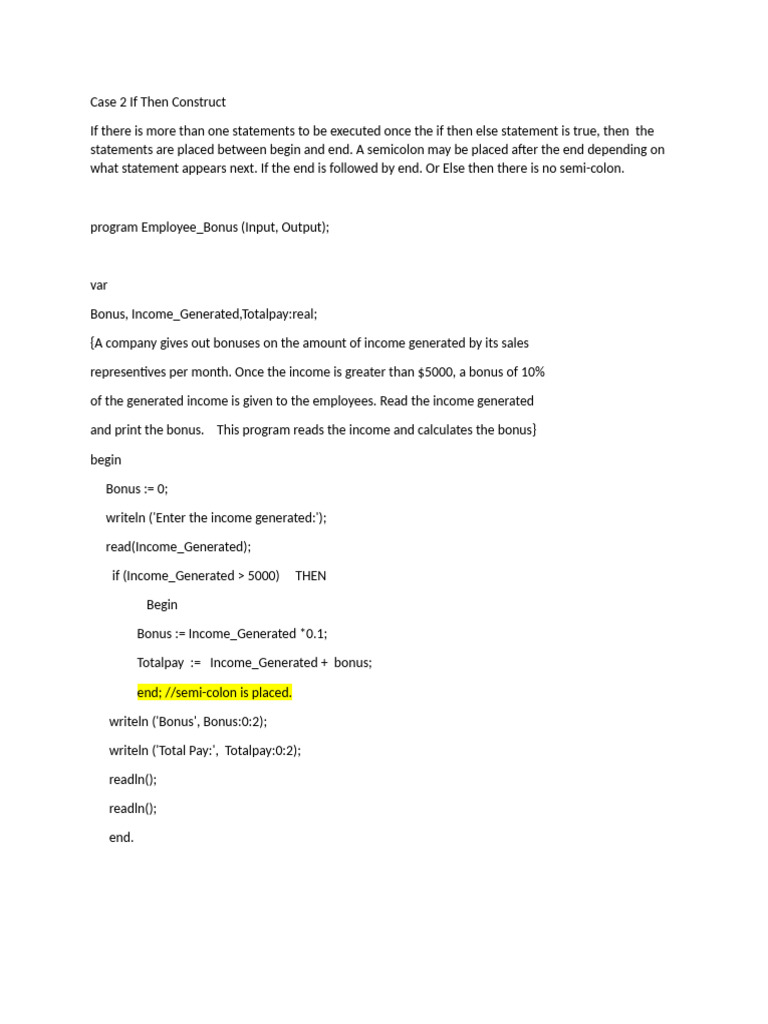 Case 2 If Then Construct | PDF
