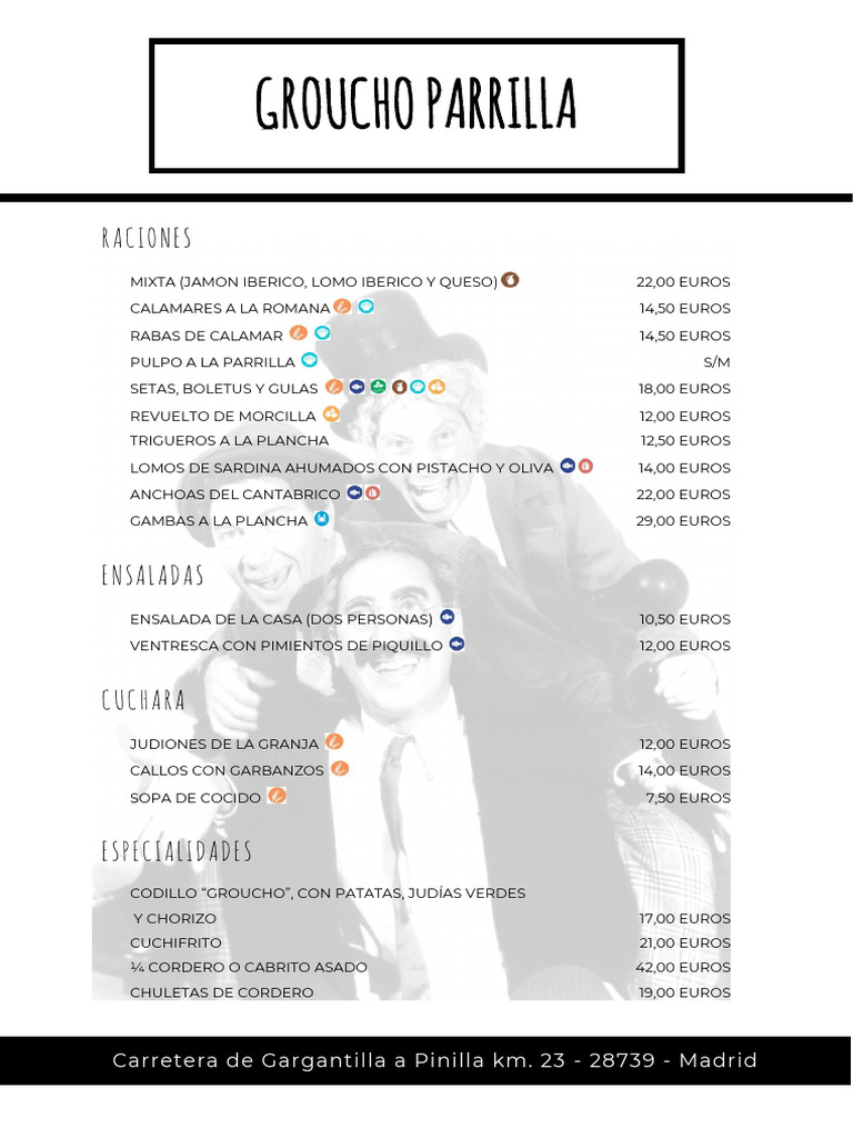 Menú de Parrilla Groucho Harpo | PDF | Alimentos | Cocina