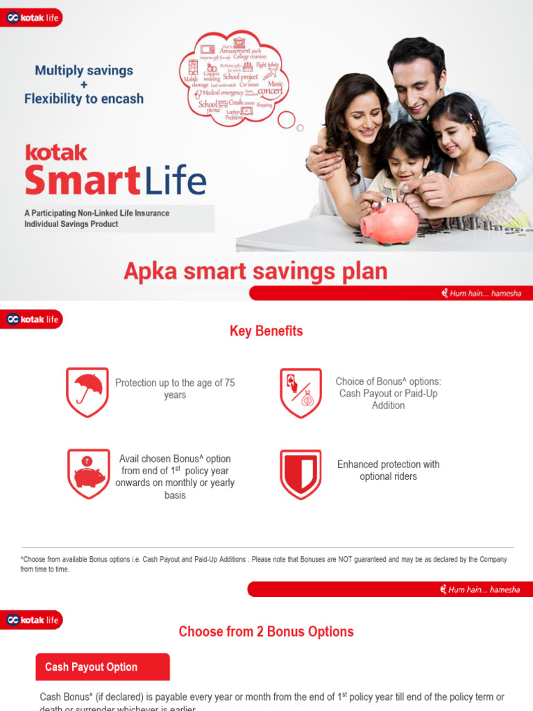 Kotak Smart Life Plan Overview | PDF | Insurance | Financial Services
