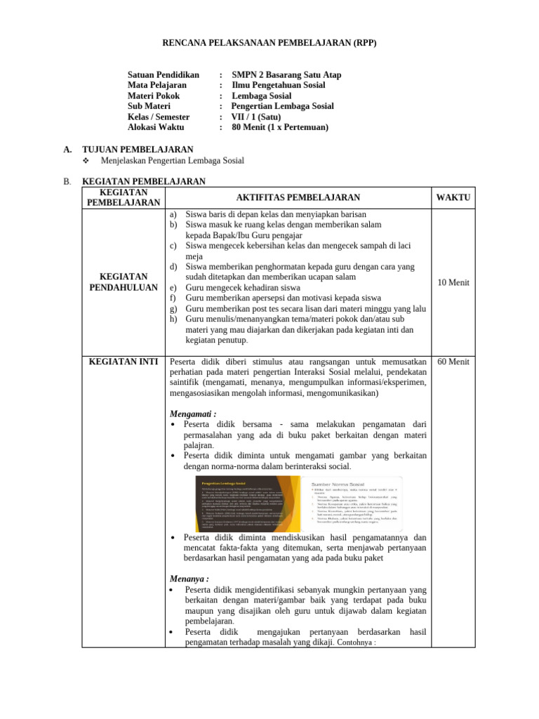 RPP Kelas 7 Sem 2 | PDF